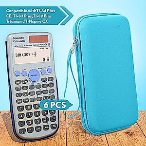 PerKoop 6 Pcs Hard Graphing Calculator Case Compatible with Ti 84 Plus Ce, 84 Plus, 83 Plus Ce Calculators Storage Holder Bag Scientific Calculators Box for USB Cables Pens Pencil Ruler Calculator
