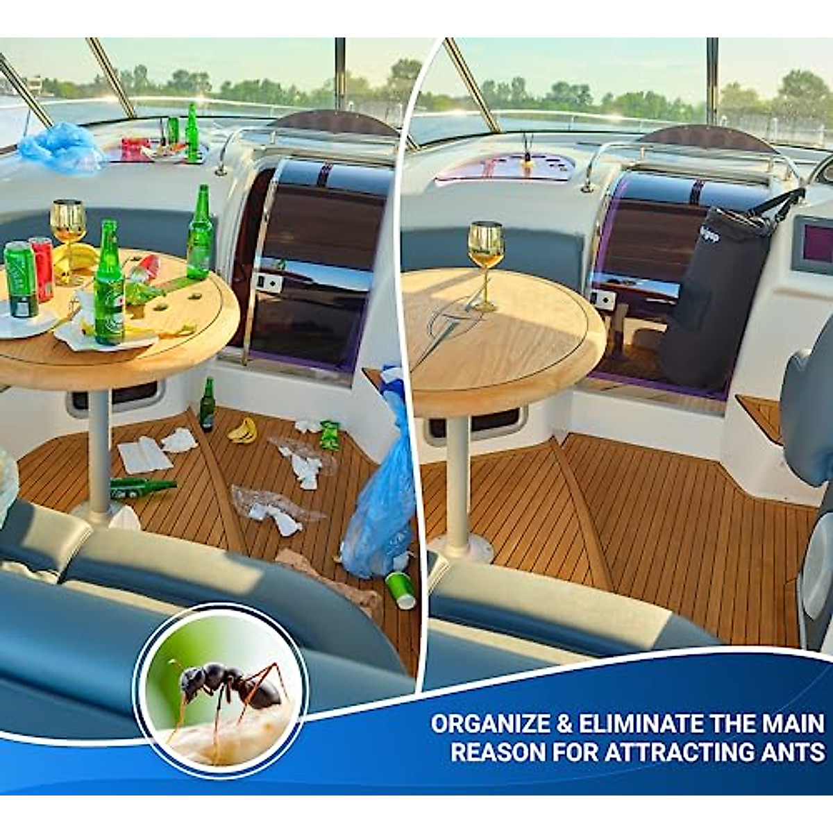 Avigap Boat Trash Can, 100% Odor & Leak Resistant, Portable, Reusable, 10-13 Gal Garbage Bag Snaps Inside, Easy to Install & Clean, Fishing, Sandbar, Kayak, Pontoon Boat Accessories