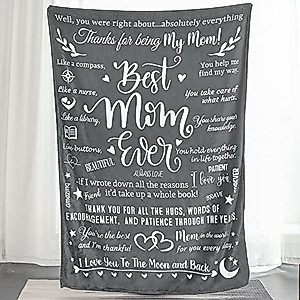 Best Mom Ever Gifts for Mom, Mothers Day Blankets from Daughter Son, Letter Warm Soft Throw Blankets for Mom, Best Mom Ever Blankets, Mom Gifts for Birthday, Mothers Day, 50" x 70"