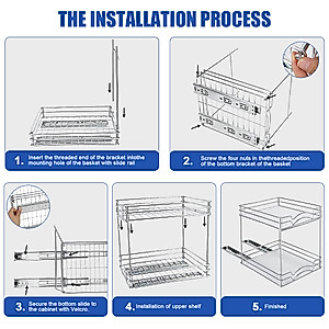 Uoxfill Pull Out Spice Rack Organizer for Cabinet - 2 Tier Sliding Vertical Spice rack, 9 Inch Wide Slide Out Spice Rack Fits 9.3 Inch Wide Cabinet, Chrome