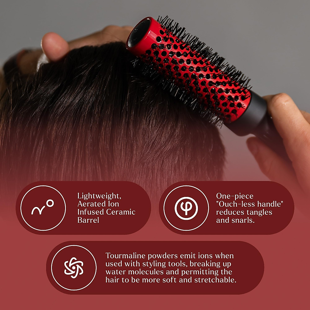 Ion Infused Ceramic Round Brush | Salon Quality Brush for Blow Drying | Fixes Damaged Hair | 2 Roller Brush for Wet & Dry Hair by TheSalonGuy