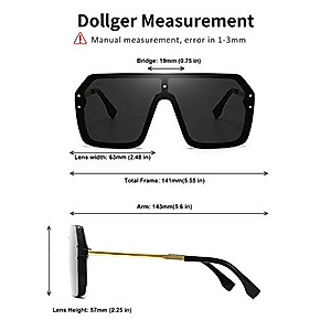 Oversized Sunglasses for Women Big One Piece Trendy Flat Top Rimless Visor Sunglasses Shield Large Shades Black+Pink