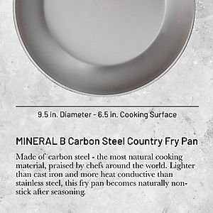 de Buyer MINERAL B Carbon Steel Country Fry Pan - 9.5” - Ideal for Sauteing, Simmering, Deep Frying & Stir Frying - Naturally Nonstick - Made in France