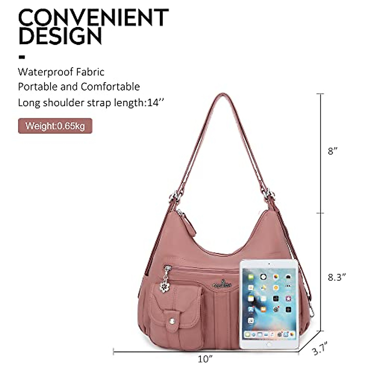 Soft Washed Leather Hobo Women Handbags Roomy Multiple Pockets Street ladies' Shoulder Bag Fashion Tote Satchel Bag