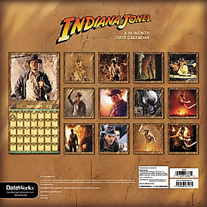 Classic Indiana Jones Calendar 2025 - Deluxe 2025 Indiana Jones Wall Calendar Bundle with Over 100 Calendar Stickers (Dr. Jones Gifts, Office Supplies)