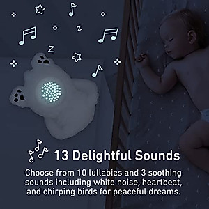 Pure Enrichment® PureBaby® Sound Sleeper Portable Sound Machine & Star Projector - Plush Sleep Aid with Night Light, 10 Lullabies, White Noise, Heartbeat, Birds & More for Baby & Toddlers (Polar Bear)