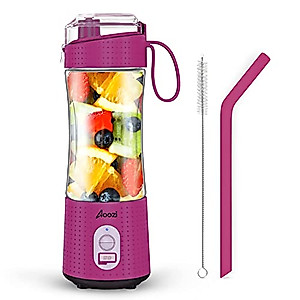 Personal Size Blender Smoothies and Shakes, Aoozi Portable Blenders, Mini Blender USB Rechargeable, Handheld Blender Sports,Travel and Home (Rasberry)