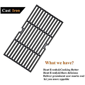 SafBbcue Grill Grates for Kenmore 146.23678310 146.16132110 146.20164510 146.23679310 146.23766310 Dynaglo DGF493BNP DGF493PNP Backyard GBC1440W BY13-101-001-12, 16-4/9" Matte Cast Iron