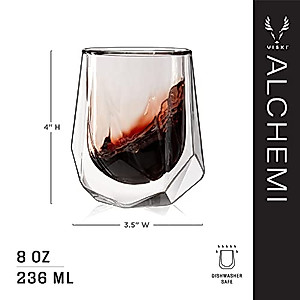 Viski Alchemi Aerating Wine Tasting Tumbler, Double Walled Specialty Clear Glass, Dishwasher Safe, 8 Oz, Set of 1