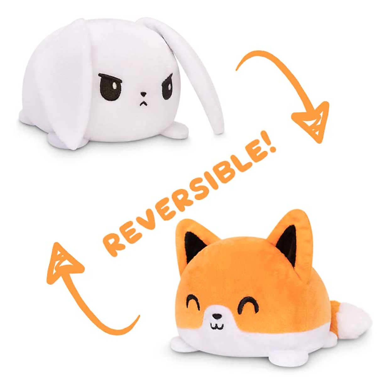TeeTurtle Reversible Floppy Ear Bunny Plushie - Patented Design, Sensory Fidget Stress Relief Toy, Pink & Blue, Happy + Angry Moods