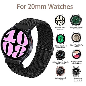MYAPULUA 20mm Braided Stainless Steel Band for Samsung Galaxy Watch 6/5/4/3/2/1