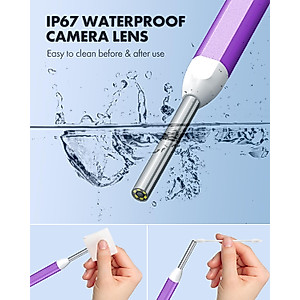 Anykit Digital Otoscope with Gyroscope, HD Ultra Clear View Ear Camera with Ear Wax Removal Tools, Video Ear Scope Otoscope with Light, Compatible with Android, iPhone 15 (Purple)