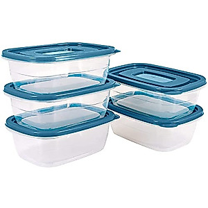 PEDECO Rectangle Plastic Portion box Sets with Lids.Food Storage Box,Container Sets,Food Storage,Food Containers,Cereal Containers,use for School,Work and Travel,0.53 quarts(500ML) per box,Set Of 5