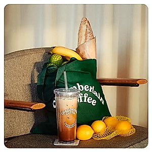 Chamberlain Coffee Green Tote Bag - Kelly Green Aesthetic Tote Bag for School, Groceries & Books - Cotton Canvas Tote Bag Logo - Durable Reusable Bag