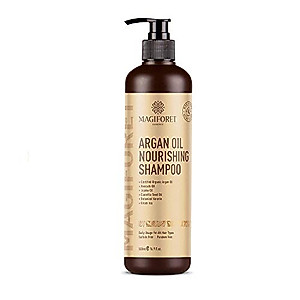 Organic Moroccan Argan-Oil Shampoo - MagiForet Moisturizing, Volumizing Sulfate Free Shampoo for Women, Men and Teens - Used for Dry Damaged Colored and all Hair Types, Anti-Aging Hair Care, 16.9 oz