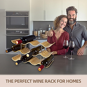 Bellglee 12 Bottles Wine Racks Countertop for Shelf, 3-Tier Wooden Wine Bottle Holder Stand, freestanding Wine Storage for Inside Cabinet Organizer for Home Décor, Bar and Pantry