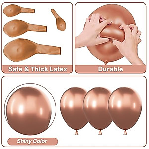 YAOWKY Rose Gold Balloons,100PCS 18In 12In 10In 5In Different Sizes Rose Gold Latex Metallic Balloon Garland Arch Kit for Bridal Weddings Birthday Anniversary Bachelorette Party Decorations