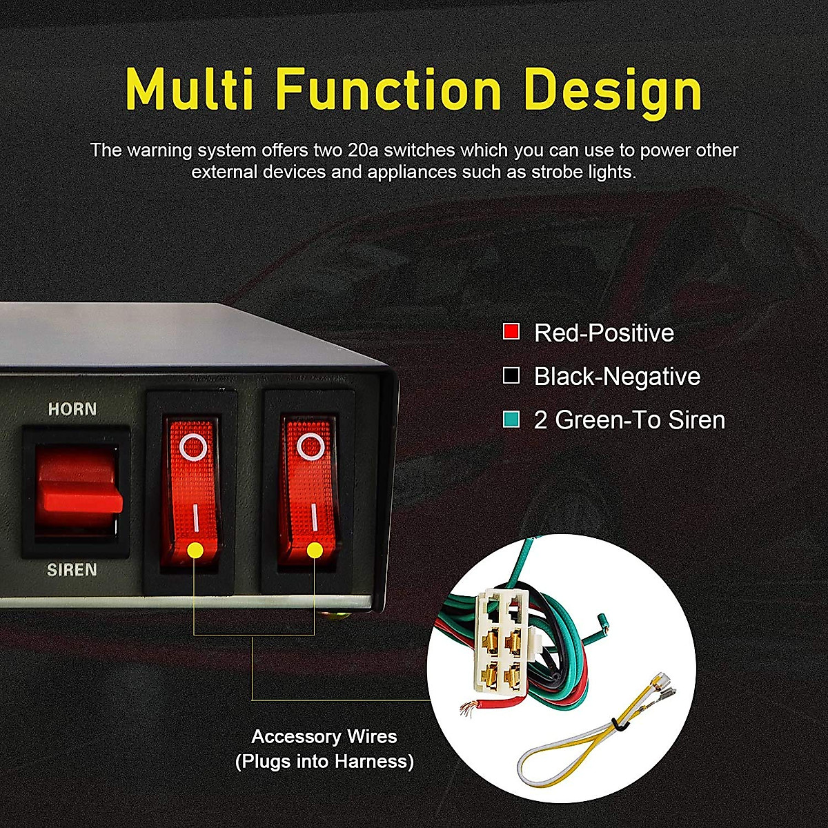 Police Siren Speaker - DC 12V 200w Car PA System kit with emergency siren horn Speaker loud 9 sound Wired Handheld Microphone Loudspeaker Emergency Siren Electronic For vehicles Truck UTV ATV