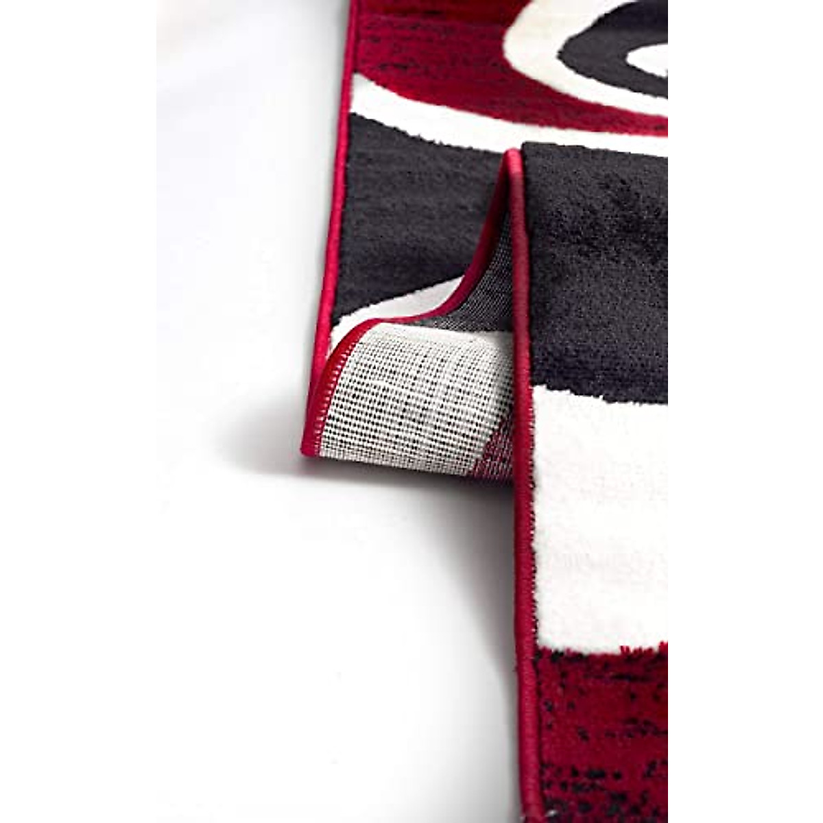 Msrugs Area Rugs, 5x7 Frize Collection Modern Red Black White Area Rug, Contemporary Geometric Carpet for Living Room and Bedroom