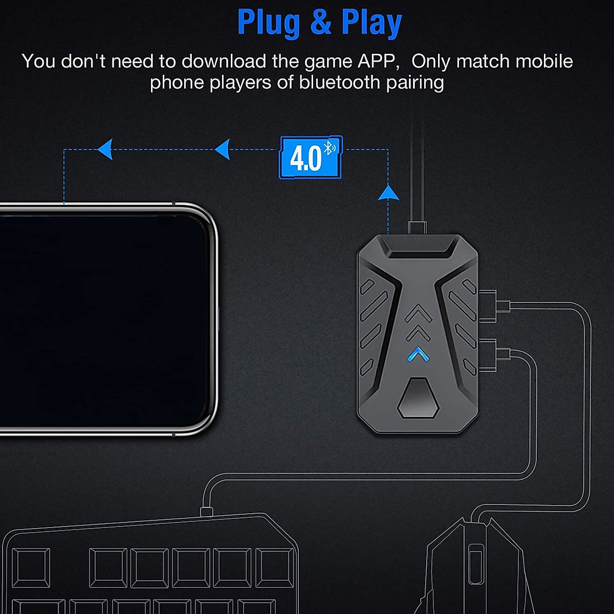 RGB One Hand Mechanical Gaming Keyboard and Mouse, USB Wired 35 Keys Gaming Keyboard Mouse Combo with Mobile Game Controller Adapter Converter for Smartphone(Mix Pro+F6 Keyboard+G2