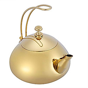 Tea Kettle,Whistling Tea Pots for Stove Top,Food Grade Stainless Steel Teapot,Classic Stovetop Kettle with Universal Base,Cool Grip Bakelite Handle Fast Water Heating Boiling Pot(GOLD)