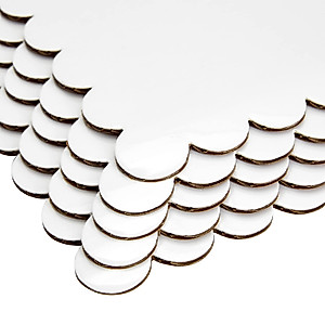 Sparkle and Bash White Foil Cake Boards, Scalloped Rectangle Dessert Base (14 x 10 In, 25 Pack)