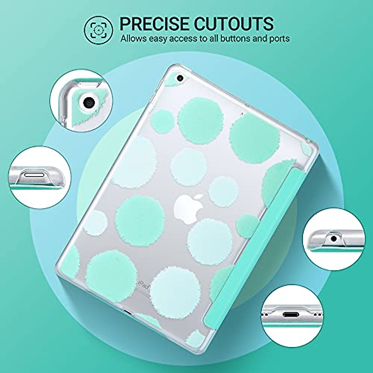 ULAK Compatible with iPad 9th Generation Case 2021, iPad 8th 7th Generation Case 2020 2019, iPad 10.2 Case, Slim Lightweight Trifold Smart Shell with Auto Sleep/Wake Premium Shockproof Cover, Mint