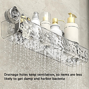 IZIVE 2024 Suction Shower Caddy Light Luxury Style Glacier Pattern Suction Cup Shelf Shower Basket Wall Mounted Drill-Free Removable Multifunctional Bathroom Caddy Shower Organizer (deep+small)