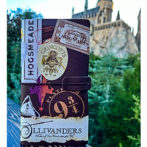 CON*QUEST Conquest Journals Harry Potter Travel Journal, Vegan Leather, 3 Inserts, 5 Bands, 2 Antiqued Binder Clips and Zipper Pouch. Designed For Everyday, Both Work and Play