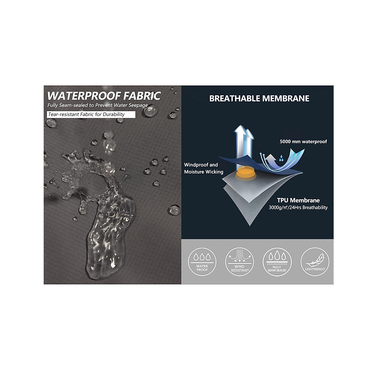 Little Donkey Andy Men's Waterproof Lightweight Rain Pants Breathable Windproof Hiking Golf Fishing Pants Pewter L