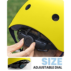 OutdoorMaster Youth & Kids Bike Helmet - Adjustable Multi-Sports Skateboard Helmet with Removable Liners for Balance Bike, Toddler Scooter, One Wheel Hoverboard - Yellow - M