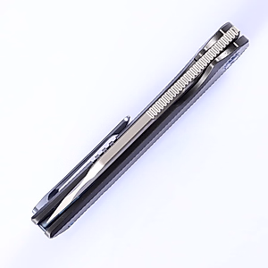 JEABROTHER folding knife with clip, M390 steel blade, backpack, camping, pocket knife, anti slip titanium alloy handle, lightweight EDC gentleman pocket knife