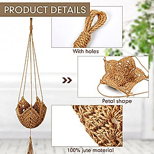 Shappy 2 Packs Macrame Plant Hangers Jute Crochet Plant Indoor Boho Hanger Large Hanging Wall Plants with 2 S Shaped Hooks for Outdoor Home Decorations Fence Planters Plant Flower Pots