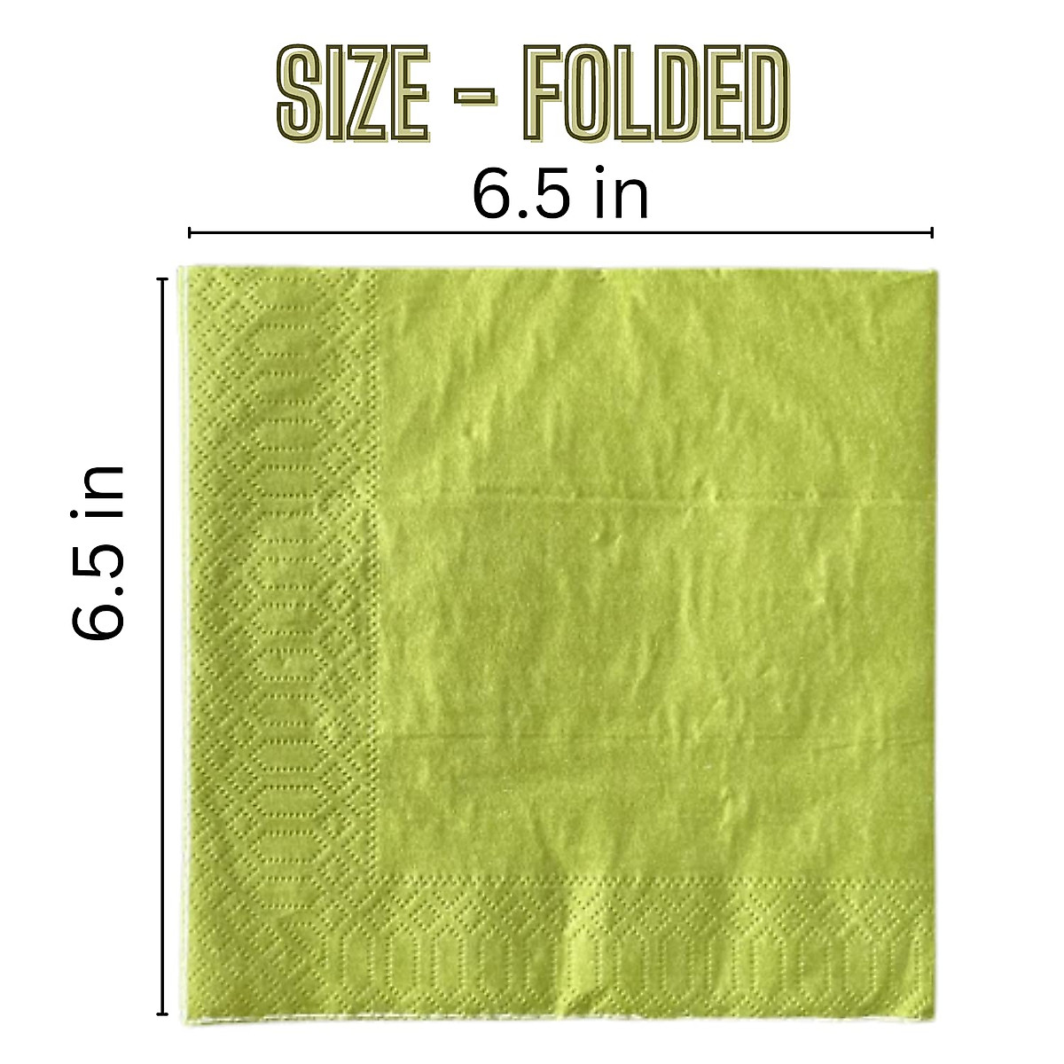 Green Beverage Paper Napkins for Holidays Party Decorations, Disposable Luncheon Napkins serve 24, Made in USA, | 24 ct | 2 ply | 6.5"x6.5" size folded