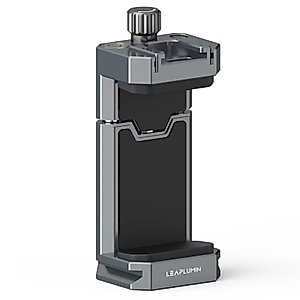 Leaplumin Aluminum Phone Mount for Tripod, Adjustable Phone Tripod Mount with Cold Shoe & Arca Swiss Quick Release Plate,Universal Adjustable Clamp Suitable for iPhone 14 pro/13 Pro/12/11/Samsung
