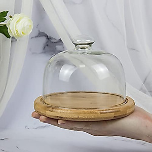KVMORZE Glass Dessert Dome with Base, Mini Decorative Cake Tray with Glass Dome Cover, 5.9" Cake Fruit Display Server Tray for Kitchen, Birthday, Wedding, Appetizer Dessert and Cheese Serving Platter