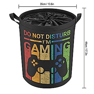 Retro Gamer Laundry Basket Boys Laundry Hamper Gaming Decor Small Dirty Clothes Hamper Collapsible Storage Organizer Bag Video Game Room Accessories and Decor