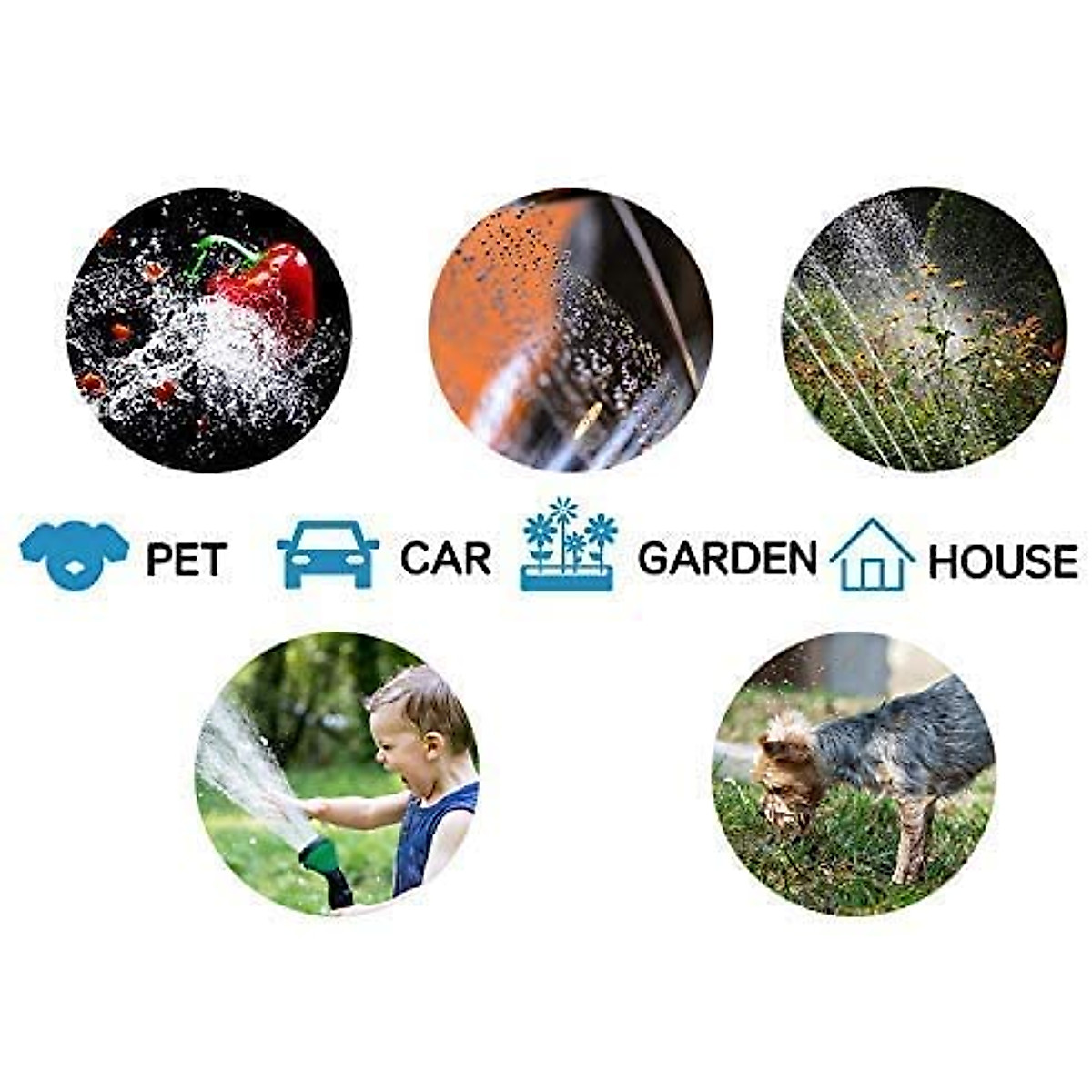 TOP DOG Rubber Garden Hose 30FT, No Kink Garden Water Hose With 7 Function Nozzle and Solid Brass Fittings Extra Strength Durable Gardening Flexible Hose for Garden/House/Car/Yard Washing