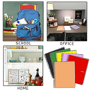 STUDIO O. A. Spiral Notebooks, 6 Pack, 1-Subject, Wide Ruled Paper, 8.5 x 11, 70 Sheets of 70g/㎡ Paper, Durable PP Cover, For School, Office, Business, Professional