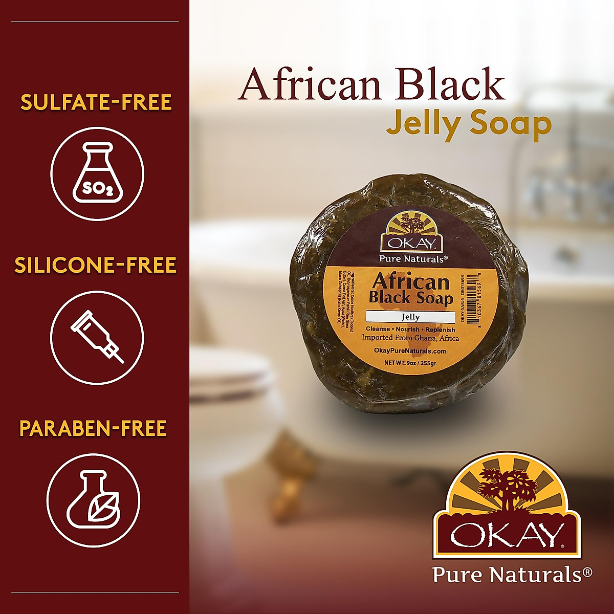 OKAY AFRICAN BLACK JELLY SOAP 9oz