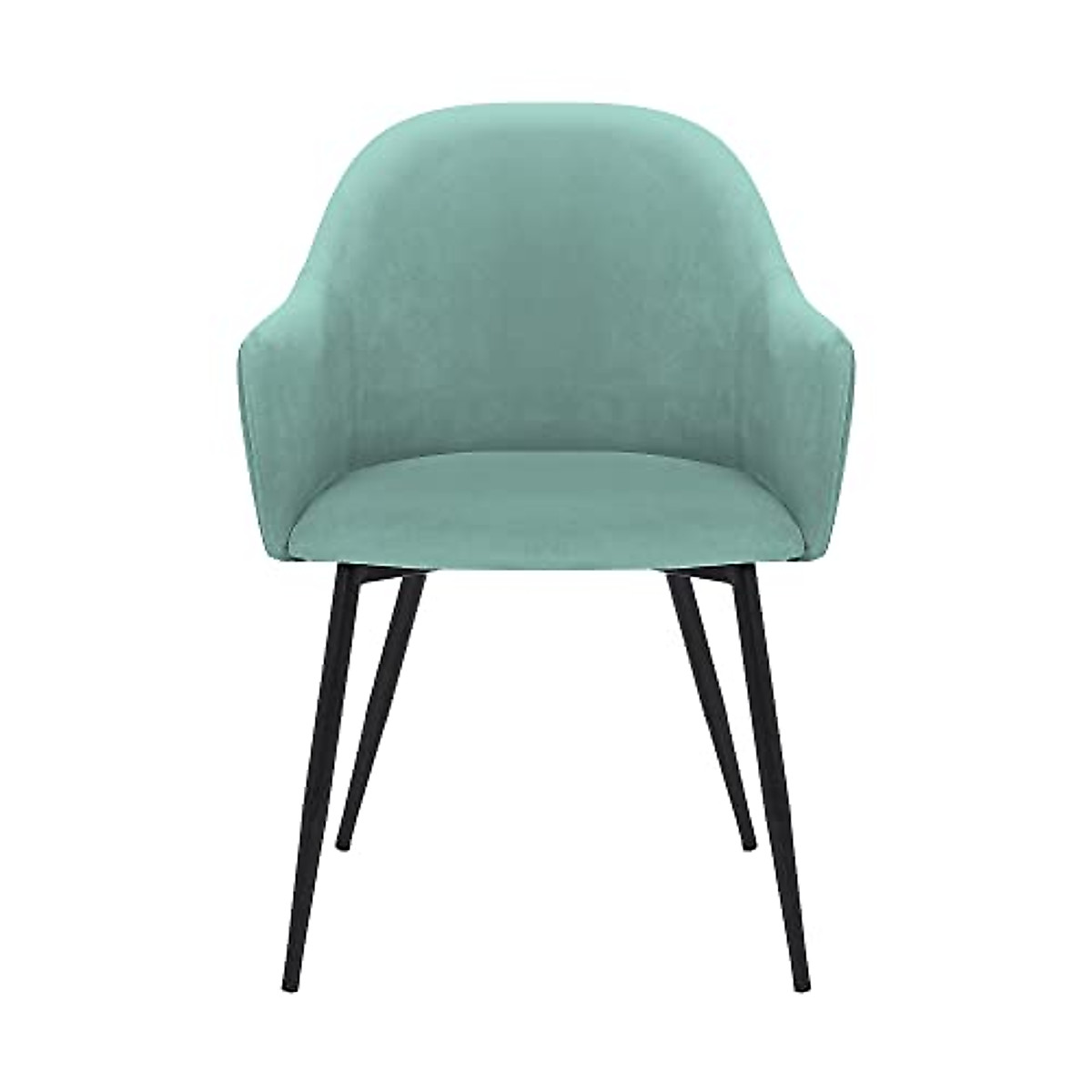 Armen Living Pixie Fabric Dining Room Chair with Black Metal Legs, 18" Seat Height, Teal