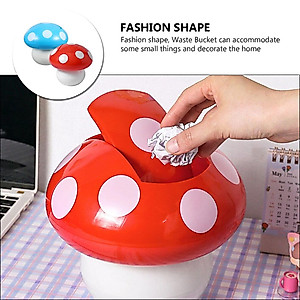 Cabilock Decorative Rubbish Bin Mini Desktop Trash Can, Mushroom Lid Wastebasket Small Tabletop Paper Garbage Can Rubbish Bin Cute Small Countertop Trash Bin Container for Home Office 2pcs
