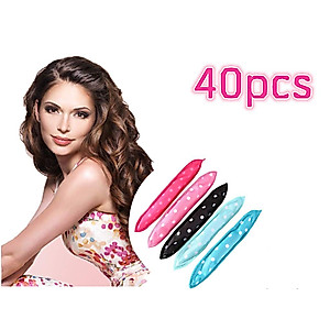 Locisne 40pcs No Heat Curlers You Can Sleep in, Hair Rollers for Long Hair DIY(5 Colors)