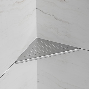 Neodrain 10 Inch Brushed Corner Wall Shelf Set of 2, Floating Corner Shelves for Wall, 304 Stainless Steel Wall Storage Shelves for Bathroom,No Drilling