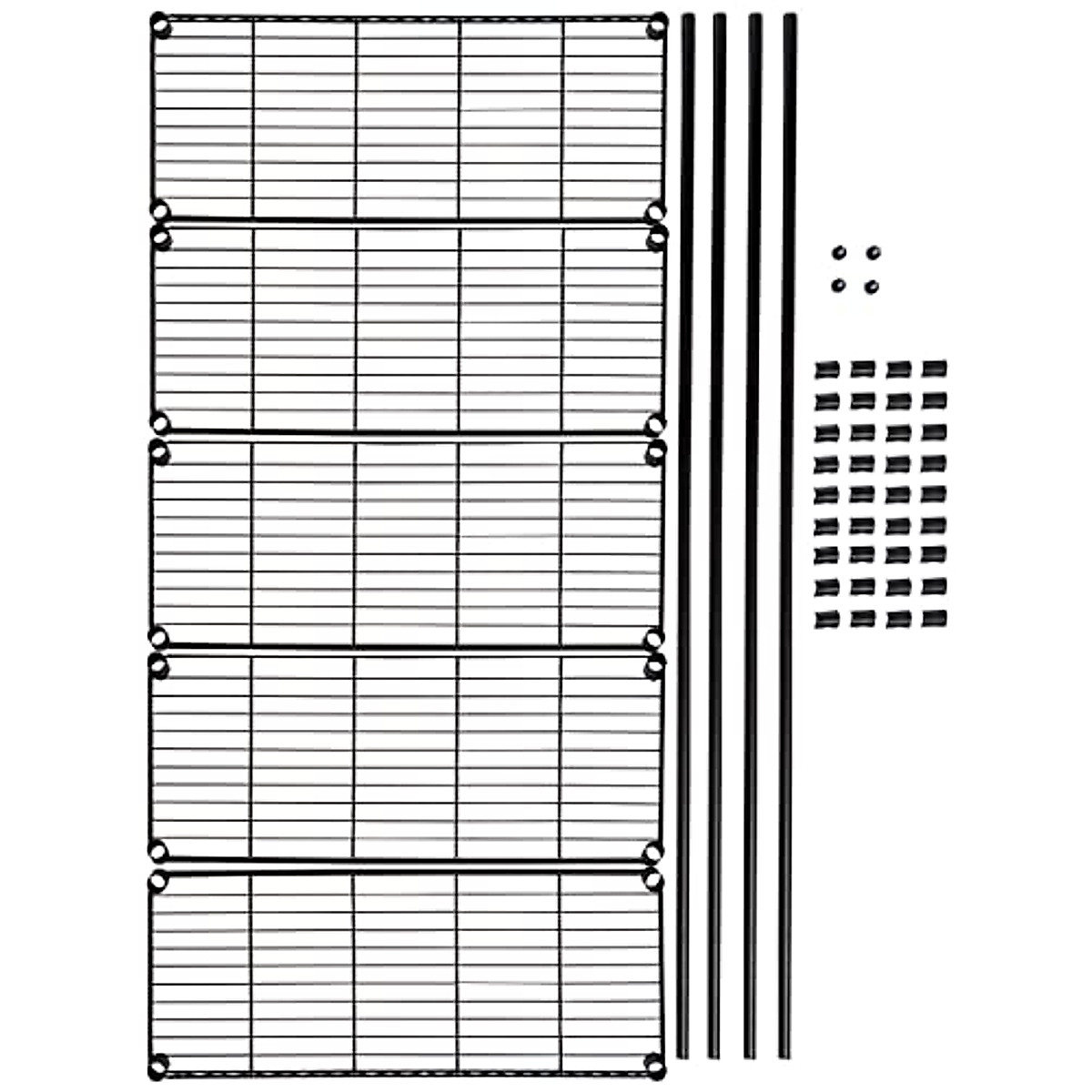 Amazon Basics 5-Shelf Storage Unit with Height Adjustable Shelves and Foldable Storage Cubes (6 Pack), Black