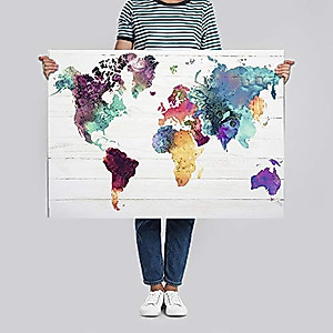 World map Poster The World in Watercolours (36"x24")