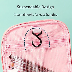 WIEEZN Cute Toiletry Bag for Women Girls, PU Leather Translucent Waterproof Makeup Cosmetic Bag, Travel Makeup Bag Organizer