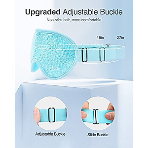 Luxtude Cooling Gel Eye Mask for Dry Eyes, Hot & Cold Compress - Reusable Ice Pack Relieves Puffiness, Dark Circles & Headaches (Blue)