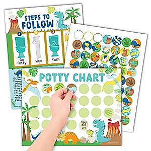 Dinosaur Potty Training Chart For Toddlers Boys - Potty Chart For Boys With Stickers, Sticker Chart For Kids Potty Training Chart For Toddlers Boys, Potty Sticker Chart For Toddlers Boy, Potty Rewards
