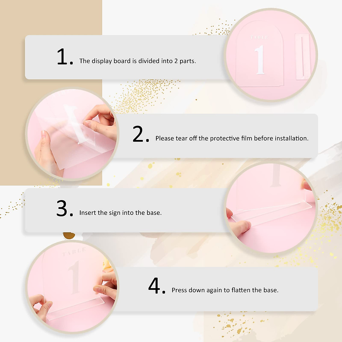 30 Sets Frosted Arch Wedding Table Numbers with Stands 1-30 Acrylic Table Signs 5 x 7 Inch Numbers Signs and Holders for Centerpiece Reception Decoration Party Anniversary Event